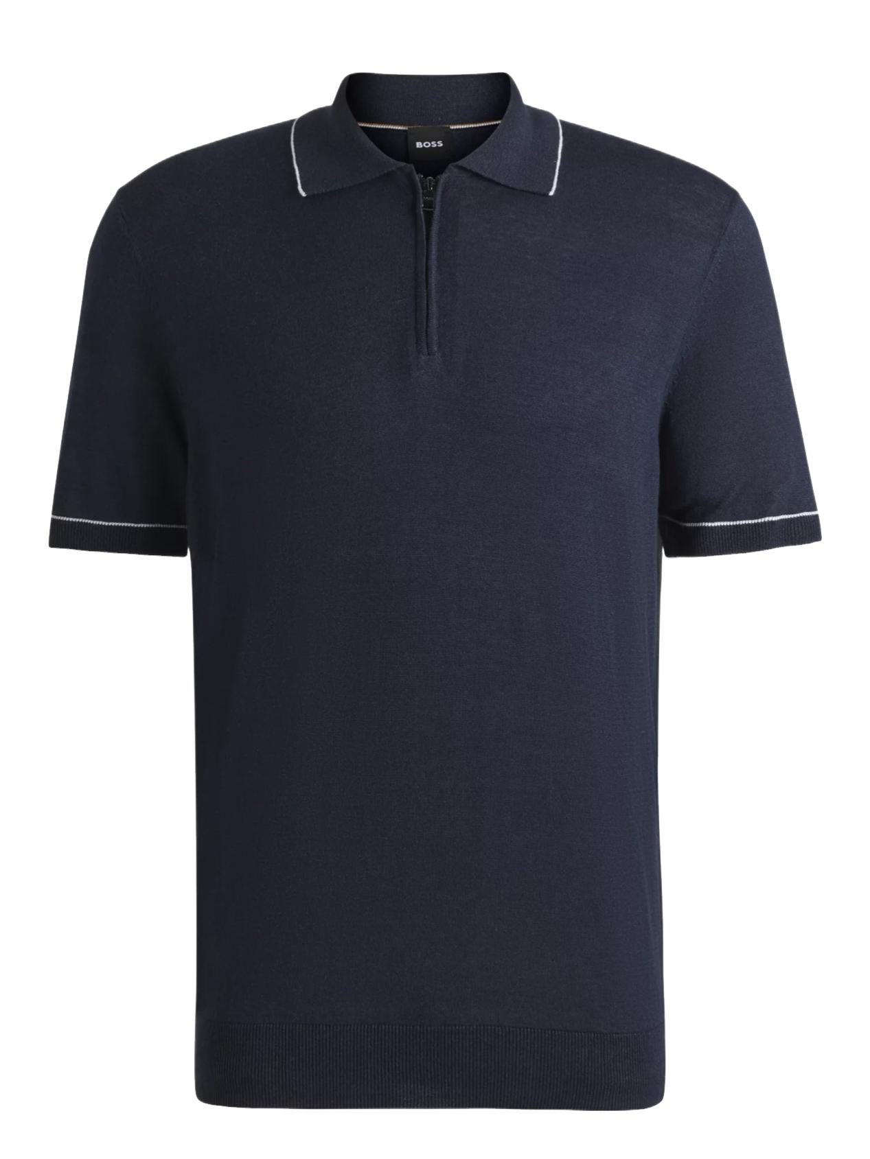 HUGO BOSS half-zip linen polo shirt